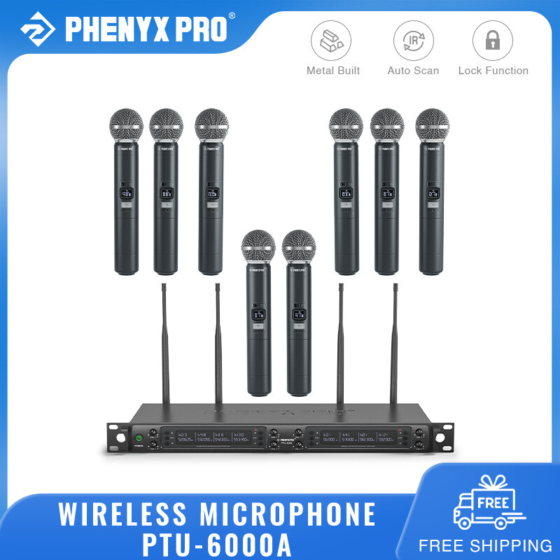 Phenyx Pro PTU-6000A 8-Channel UHF Wireless Microphone System 8 ...