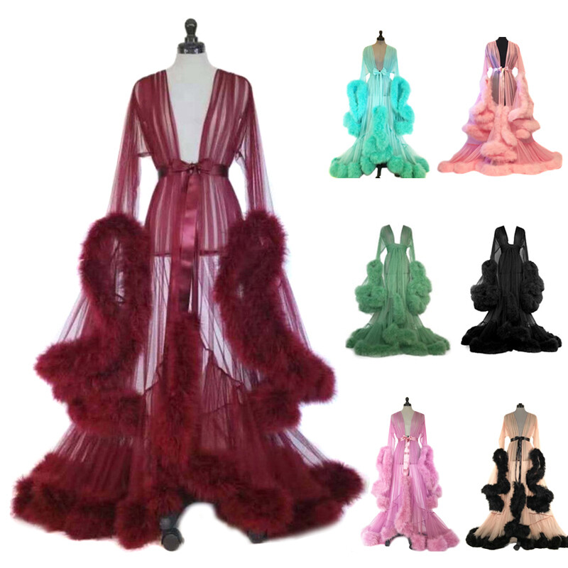 Sale】 Hollywood Fuzzy Robe สำหรับเตียงเวลา Flared แขน Tailing ชุด Tulle ...