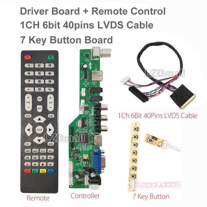 Universal LCD Controller Board TV Motherboard TV/AV/PC/HDMI/USB Media ...