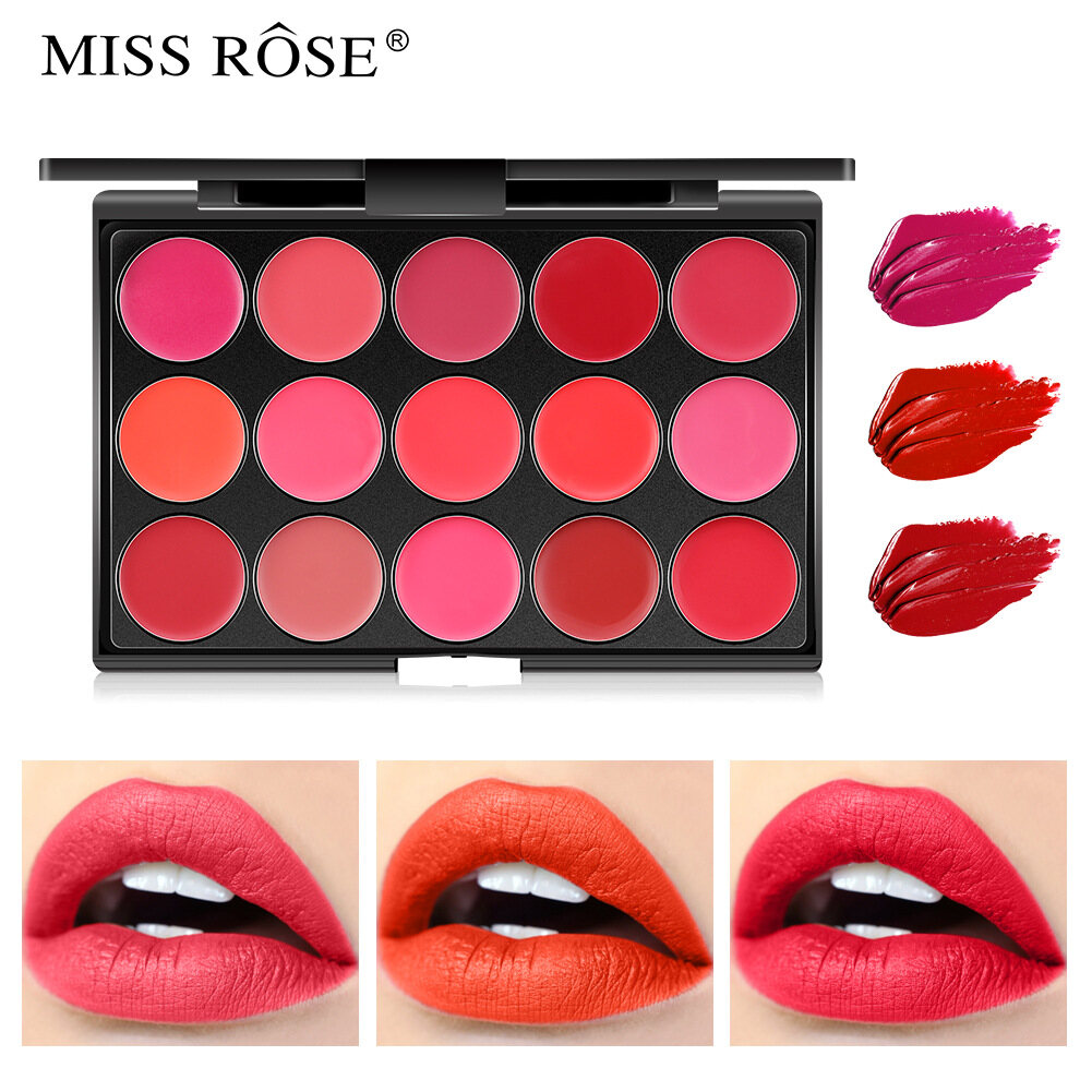 MISS ROSE Lip Palette 15สีลิปสติก Matte Waterproof Long Lasting ...