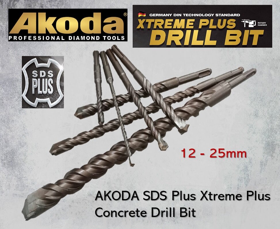 AKODA SDS Plus Xtreme Plus Concrete Drill Bits ( 12mm - 25mm ) | Lazada