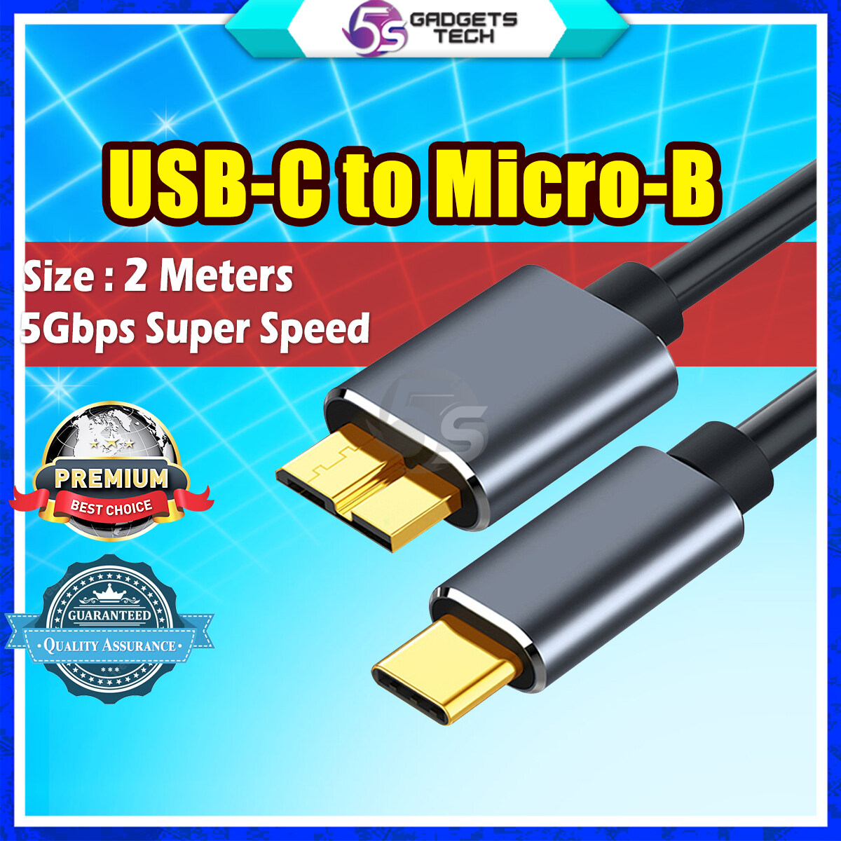 5S USB-C to Micro-USB Type C to USB 3.0 Micro B Data Sync Cable for ...
