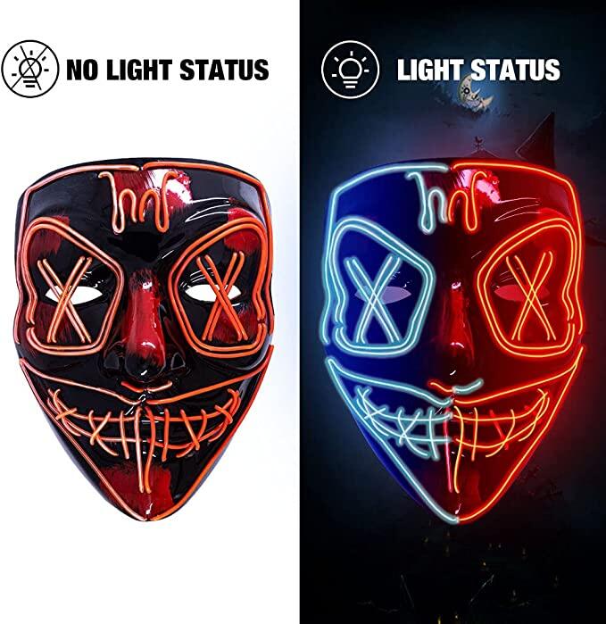 Led Purge Mask Neon Led Mask Halloween Glowing Face Light Up Purge Mask ...