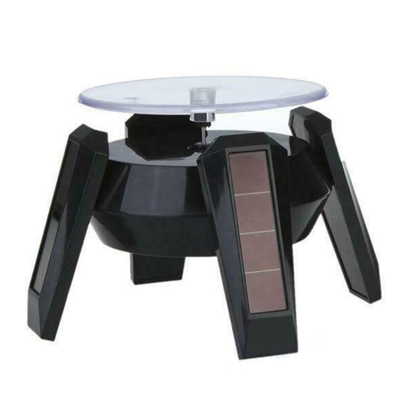 Solar Power 360 Degree Jewelry Rotating Display Stand Turn Table Plate ...