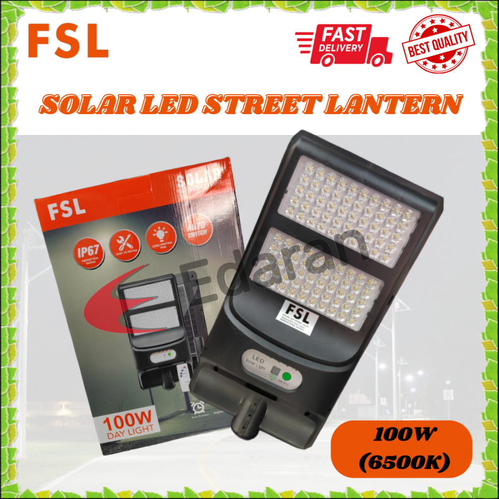 FSL FSS833 100W SOLAR LED STREET LANTERN - 6500K (DAY LIGHT) | Lazada