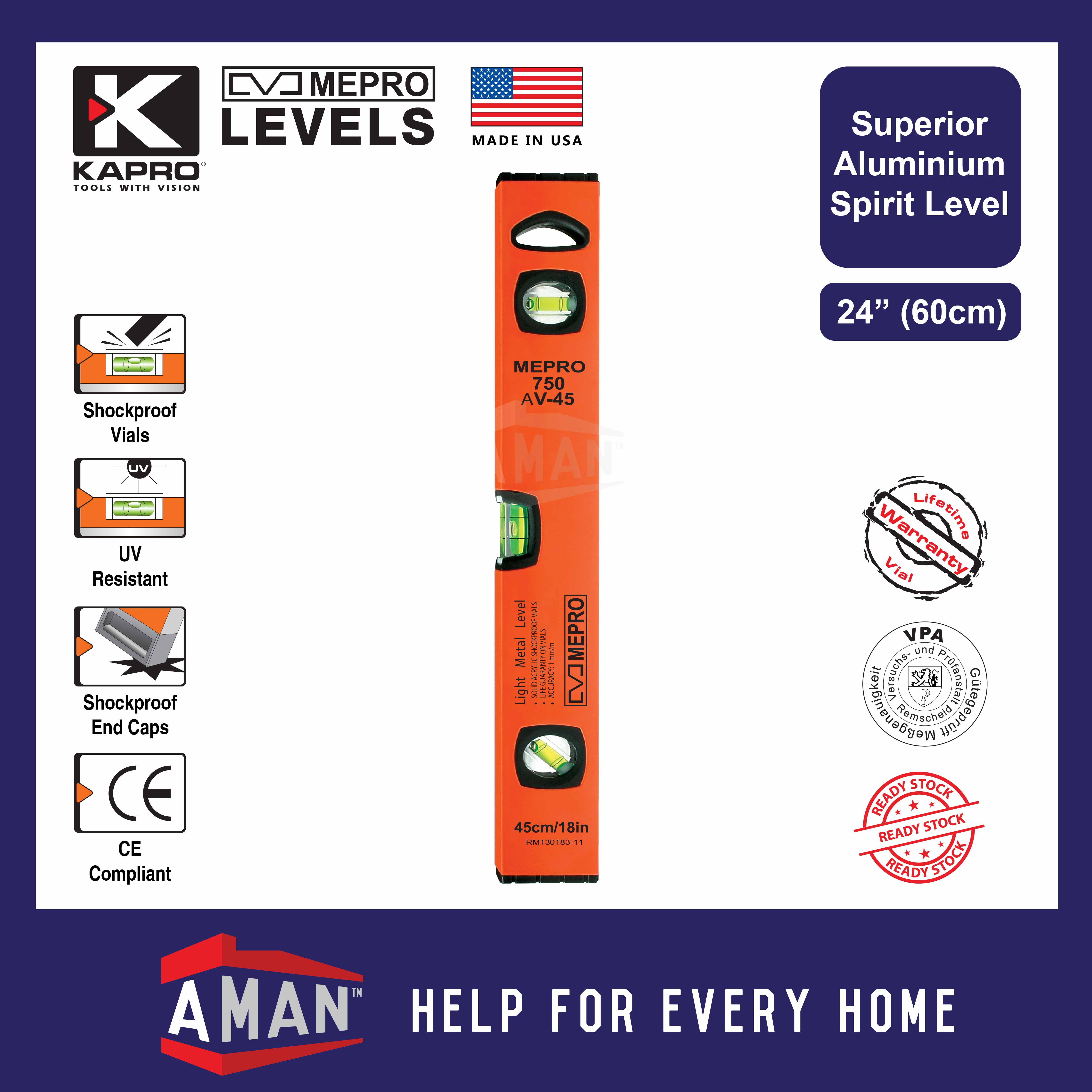 KAPRO Spirit Level Ruler Water Level Superior Aluminium Level ...