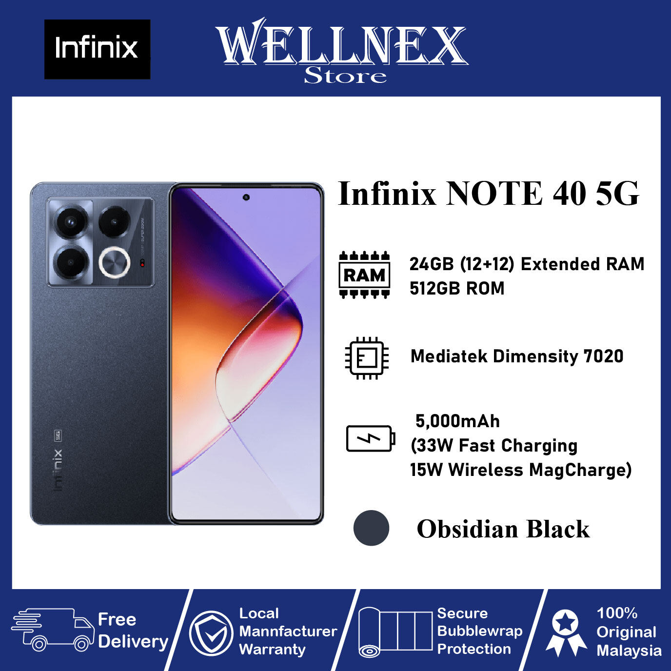 Infinix NOTE 40 Pro 5G / NOTE 40 5G / NOTE 40 / NOTE 40X 5G ( 8+256GB ...