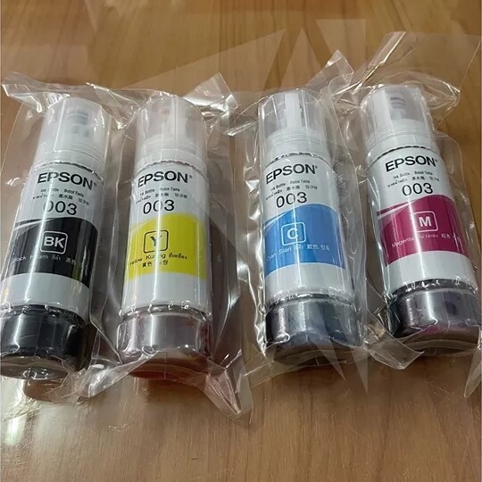 Epson 003 Original Ink Bottle Set of 4 Colors Black, Cyan, Yellow ...