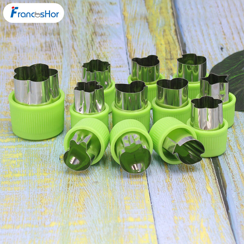 Frances 12 Pcs Vegetable Shapes Cutter Set Flower Star Mold for Cookies ...