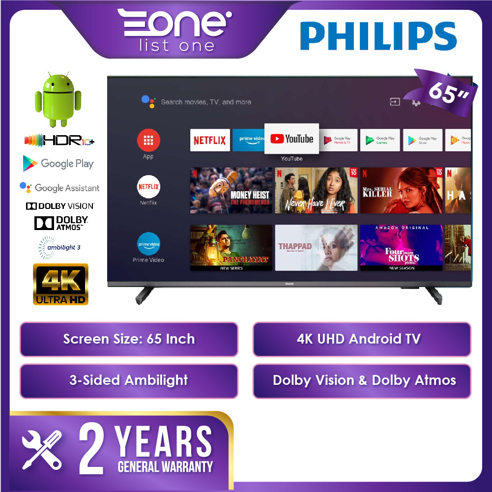 【24H Ship Out】Philips 65 Inch 4K UHD Android TV 65PUT7906 | Dolby ...