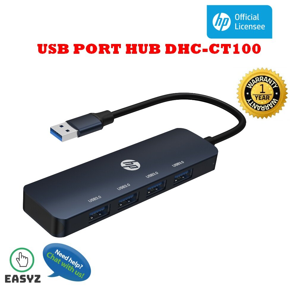 HP DHC-CT100 (USB 3.0 TO 4 USB PORT )HUB ALUMINIUM FINISH 5Gbps ...