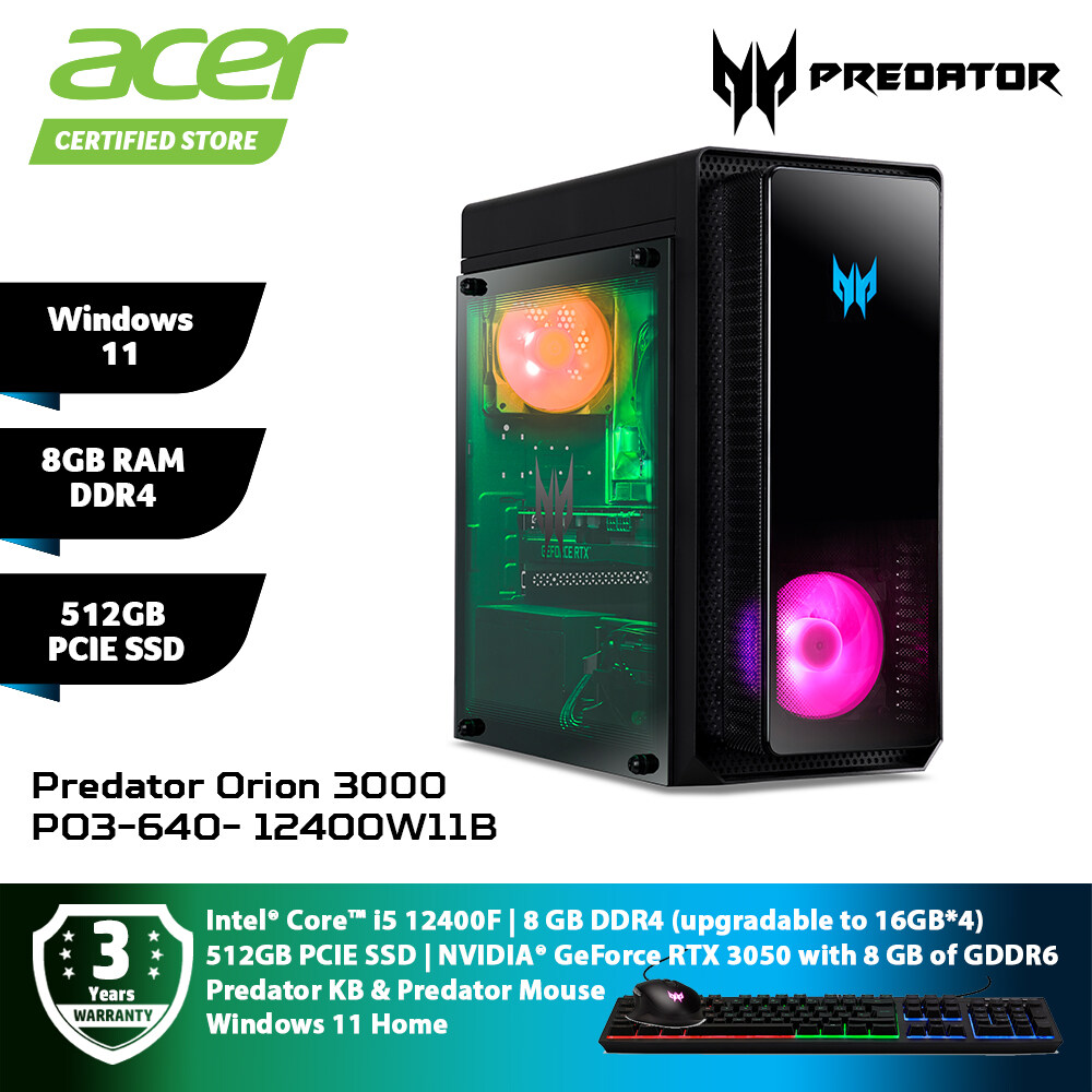Acer Predator Orion 3000 PO3-640- 12400W11B Gaming Desktop DG.E2WSM.006 ...