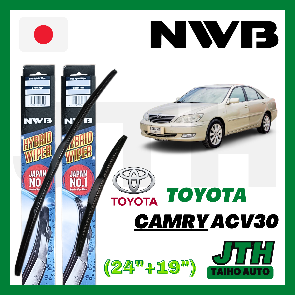 TAIHOAUTO NWB Wiper Blade Set Toyota Camry ACV30 24"+19" Wiper Camry ...