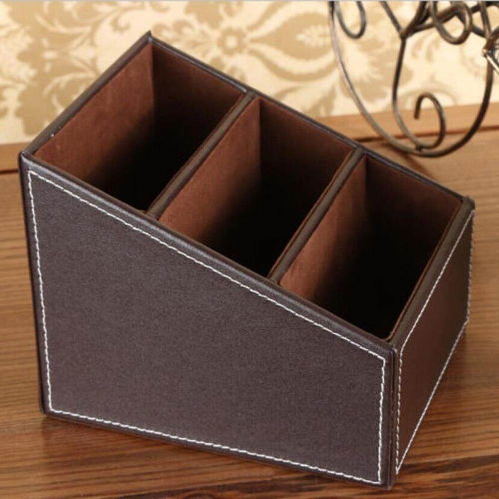 Desk Phone And TV Organizer Remote Control Storage Box Holder PU ...
