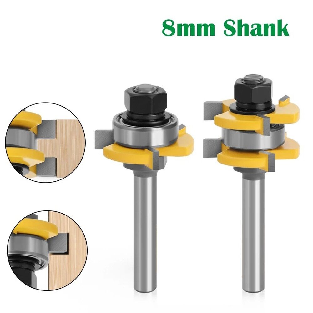 8Mm Shank Router Bits Set Joint Assemble Tongue & Groove For Wood ...
