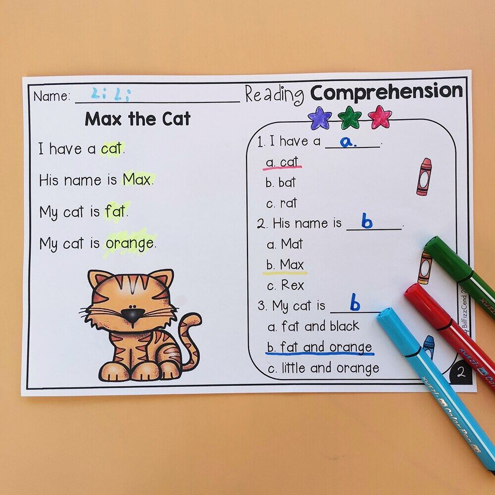 Reading Comprehension Colorful Cognitive Worksheets Activities ...