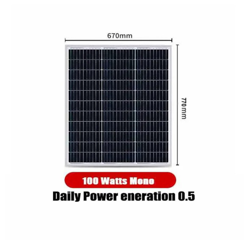 【A+ Glass】10/100 Watts Solar Panel Full Power Monocrystalline Silicon ...