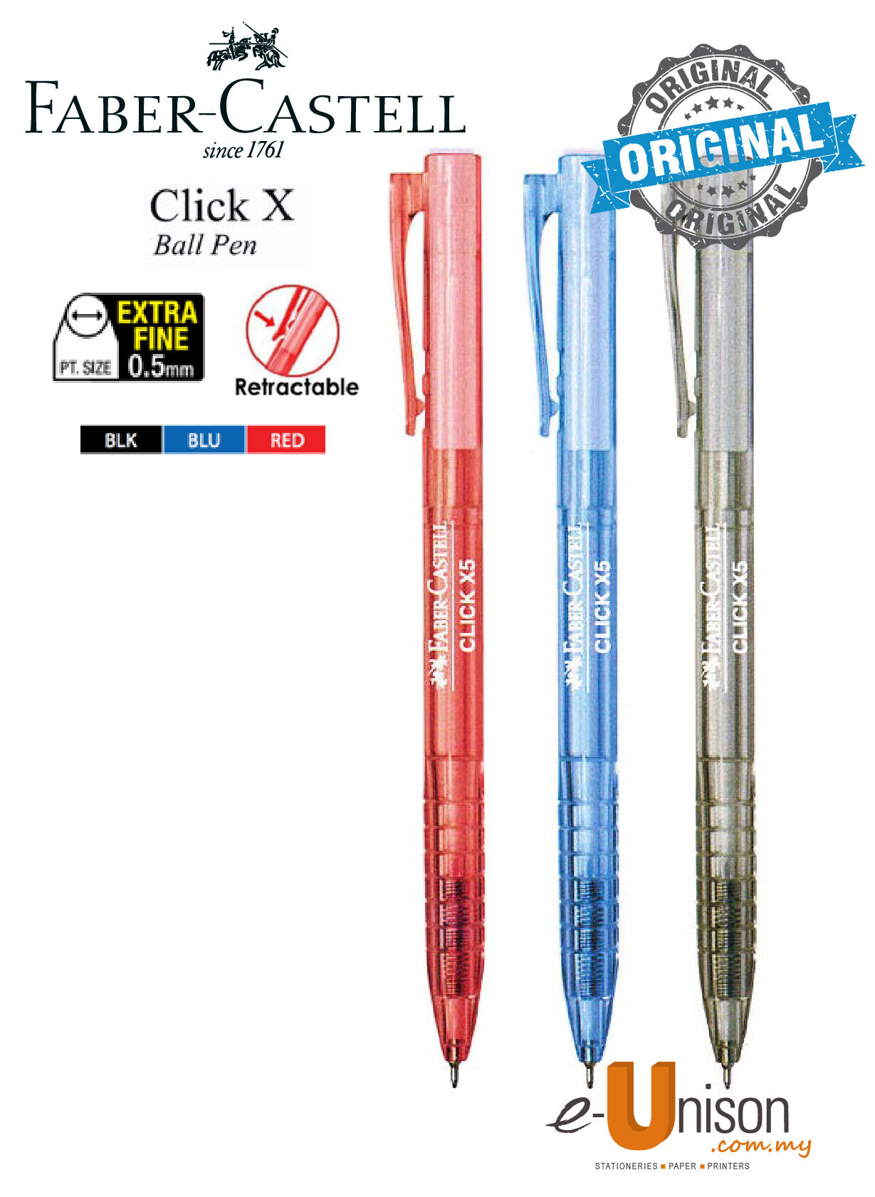 Faber-Castell Click X5 Retractable Ball Pen 0.5mm | Lazada