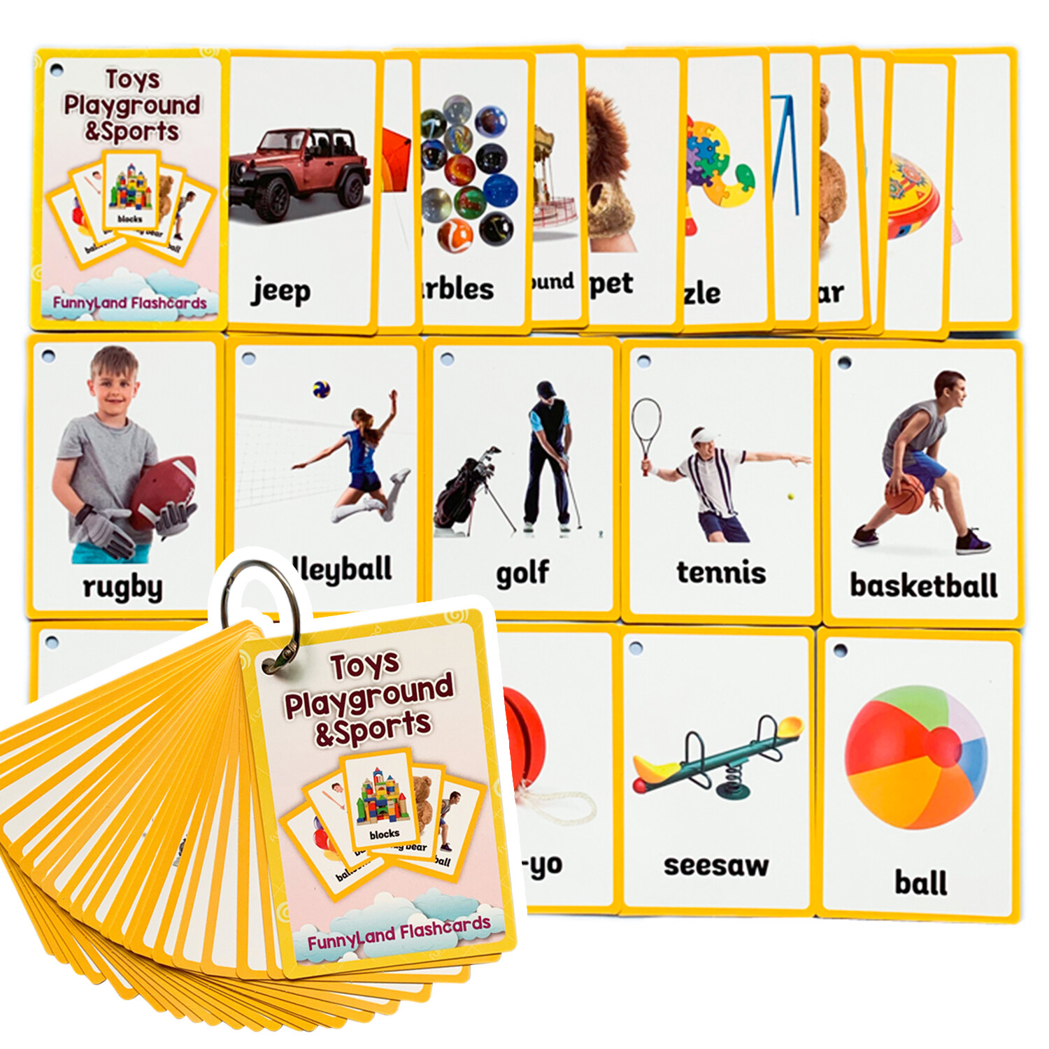 26Pcs/set Children Sports Play Cognitive English Flash Card Cognition ...