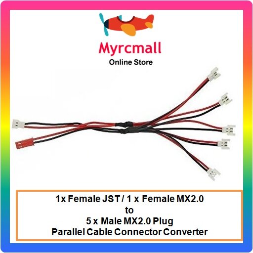 Female JST Female Male MX2.0 to 5 x Male MX2.0 Plug Parallel Cable ...