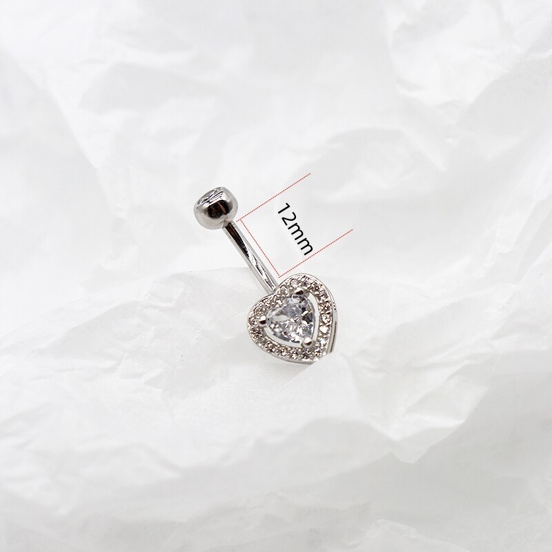 เพทายระยิบระยับเป็นพิเศษเงินสเตอร์ลิง2024 S925สะดือเล็บเจาะจี้ความรักหน้าท้องไม่ก่อให้เกิดอาการ ...