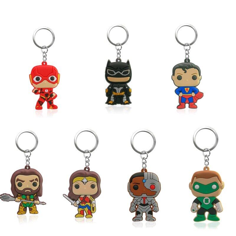 20pcs Justice League Keychain PVC Key Ring Kids Gift Key Chain Batman ...