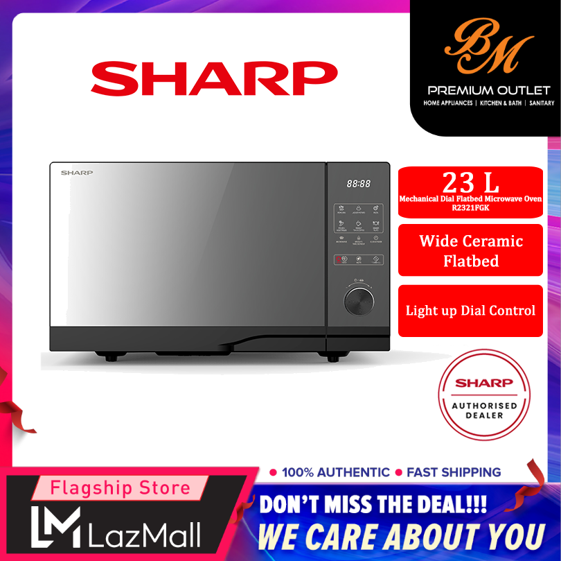 SHARP R2321FGK 23L MECHANICAL DIAL FLATBED MICROWAVE OVEN | Lazada