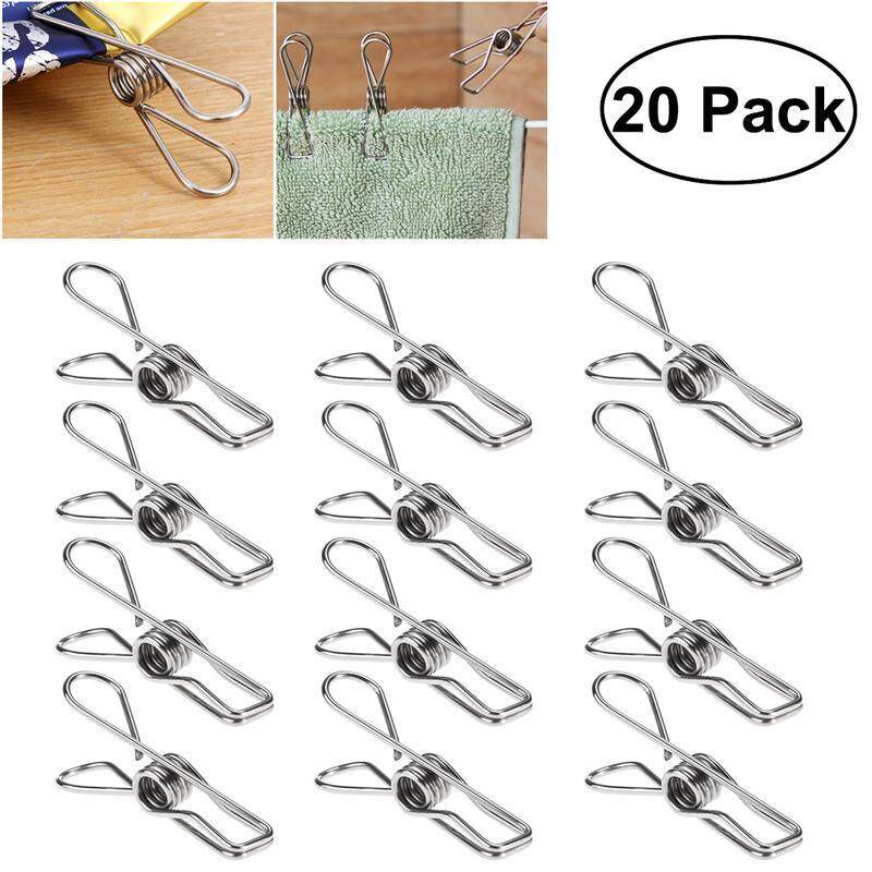 20pcs Multipurpose Stainless Steel Clips Clothes Pins Pegs Holders ...