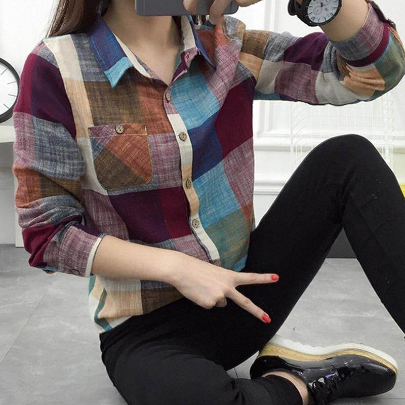 BBty แฟชั่นผู้หญิงสไตล์ใหม่ฝ้ายและผ้าลินินตาข่ายหญิงเสื้อแขนยาวเสื้อ ...