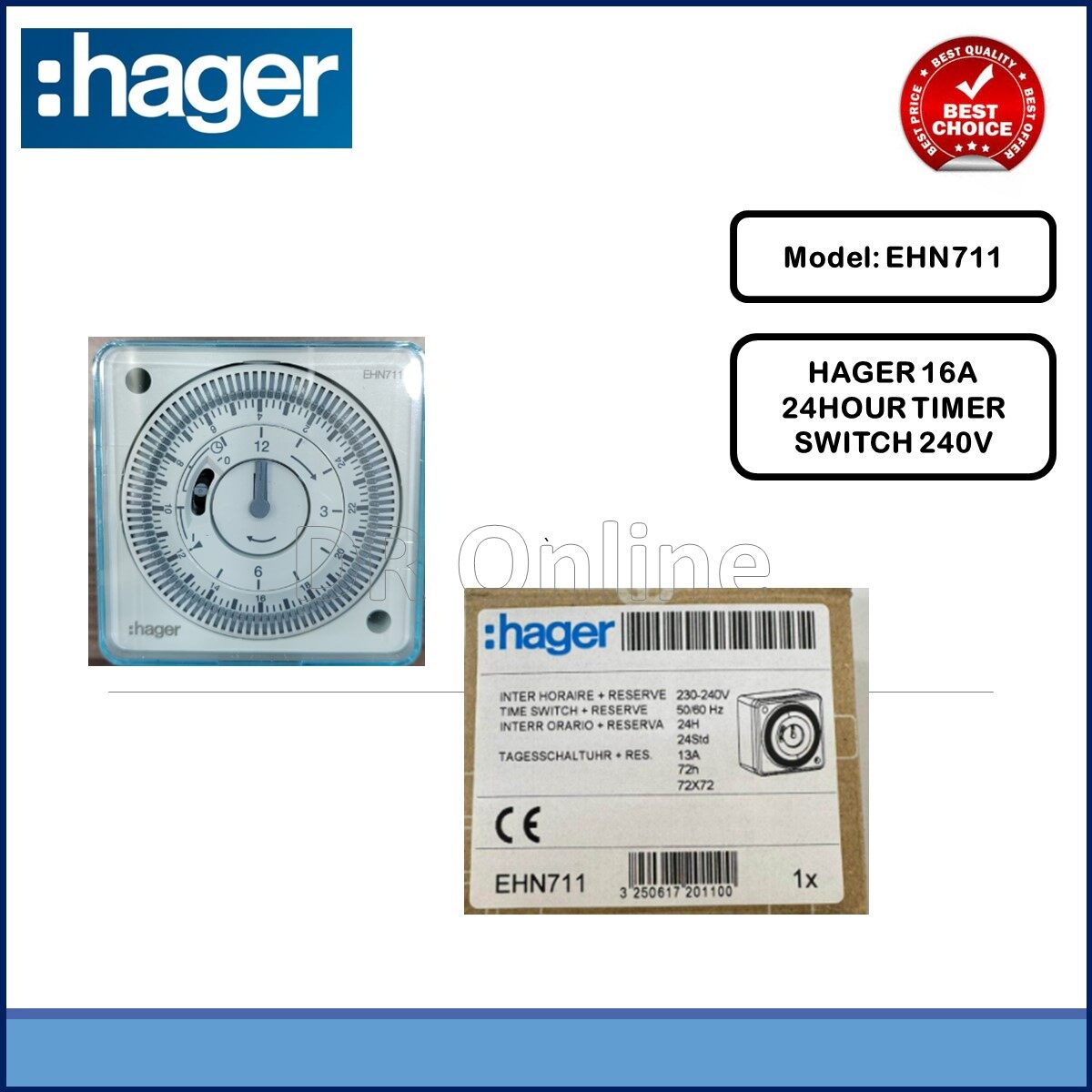 Hager EHN711 24hrs Analog Timer | Lazada