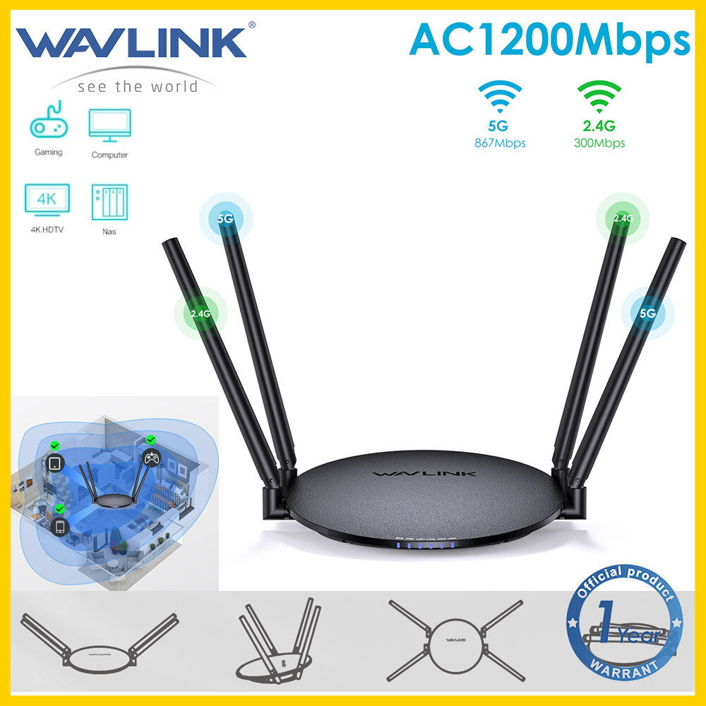 Wavlink เราเตอร์ไร้สาย Full Gigabit AC1200 Dual Band 2.4G Hz + 5G Hz ความเร็วสูงผ่าน Wall Router ...