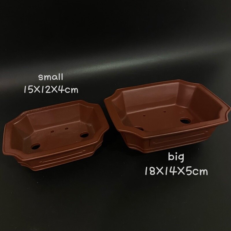 Bonsai Pot - Medium Small Shohin Ceramic Purple Clay Rectangular Oval ...