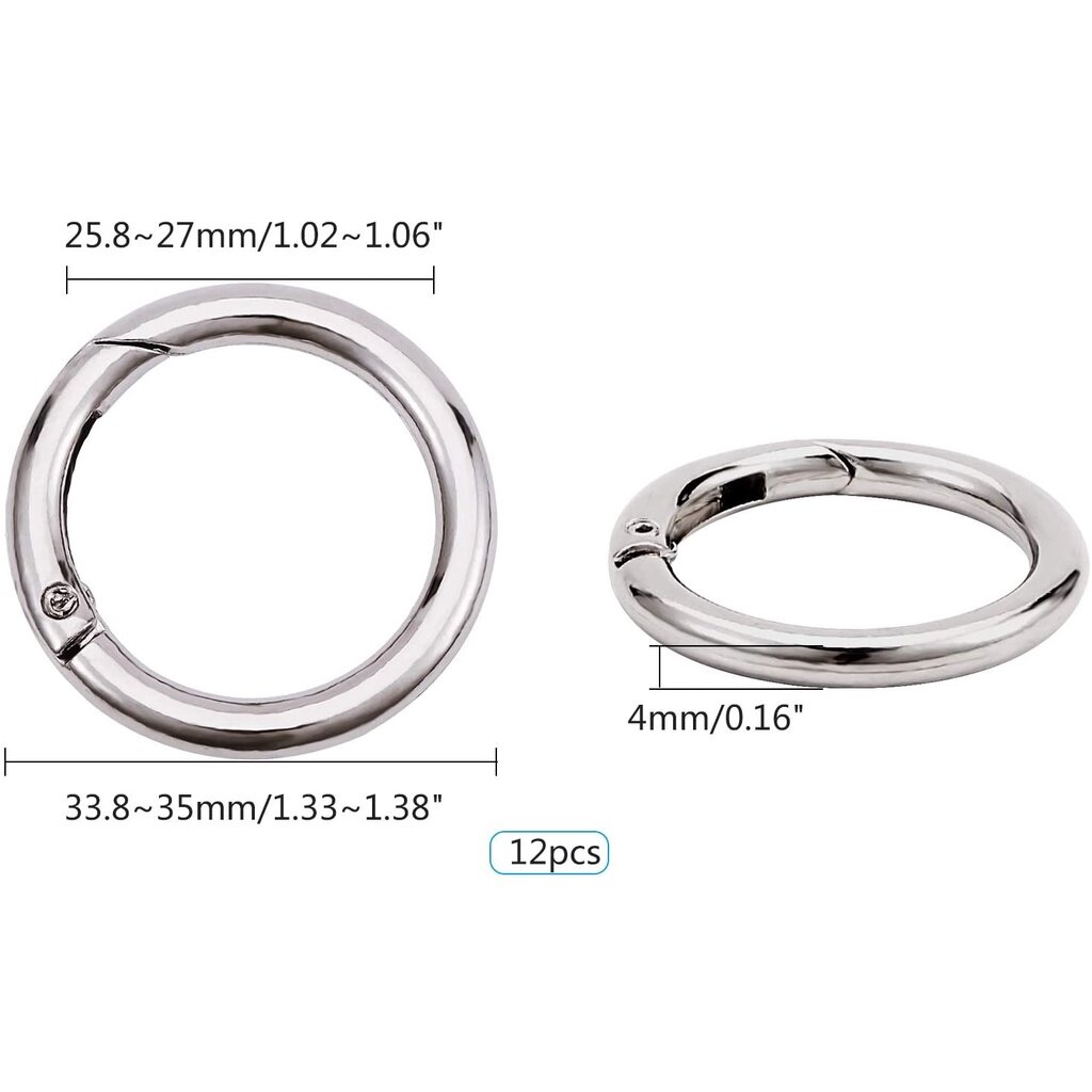 12pcs Round Spring Snap Hooks Clip DIY Accessories for Handbag Purse ...