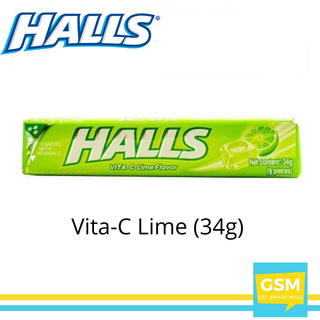 Halls Stick Candy - Vita-C Lime (34g) EXP:05/07/24) | Lazada