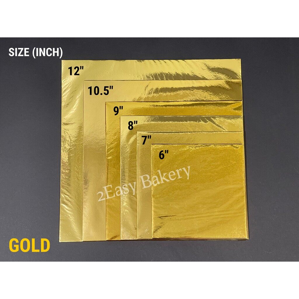 Cake Board Square / Papan Kek Empat Segi Gold / Black / Red (Size 6", 7 ...