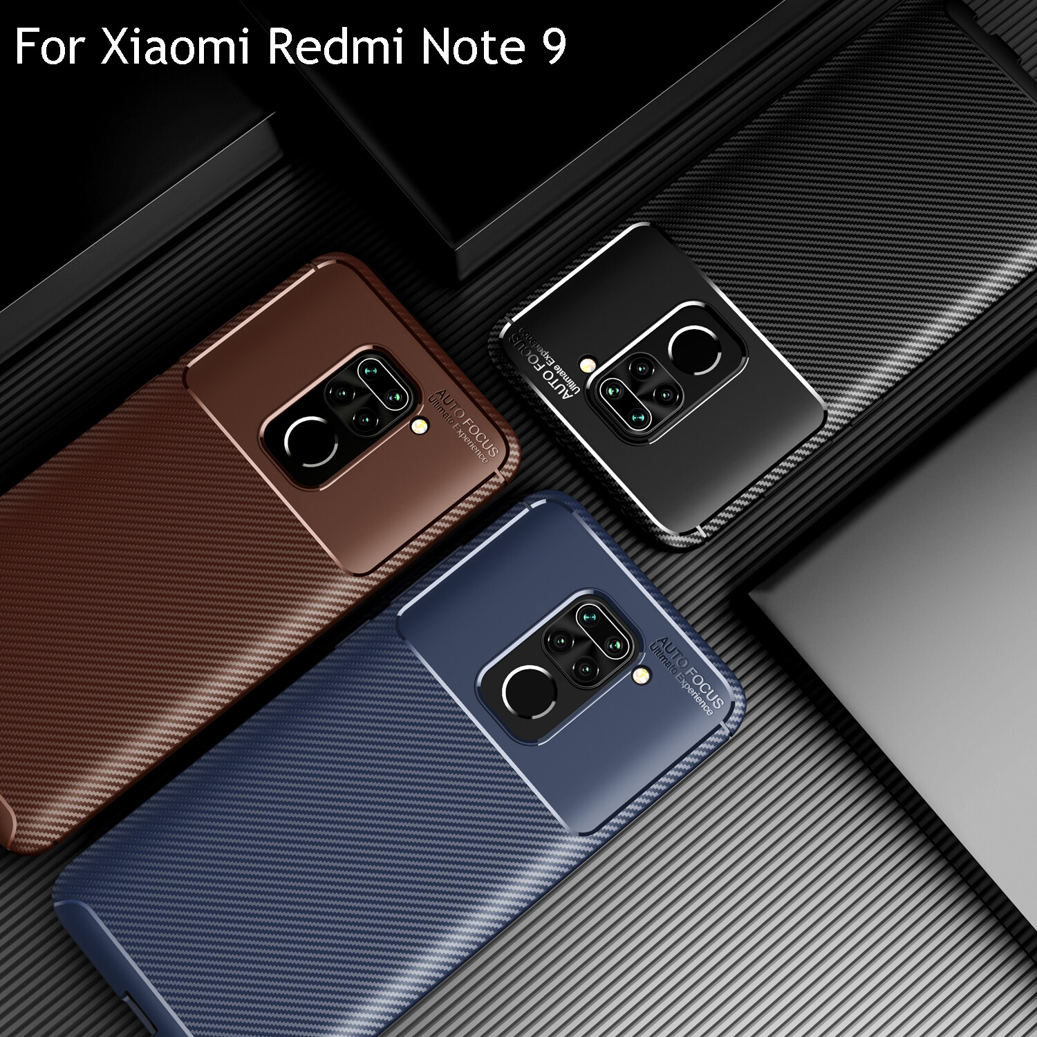 For Xiaomi Redmi Note 9 Soft Carbon Fiber Matte Casing Shockproof Slim Silicone Phone Case Cover ...