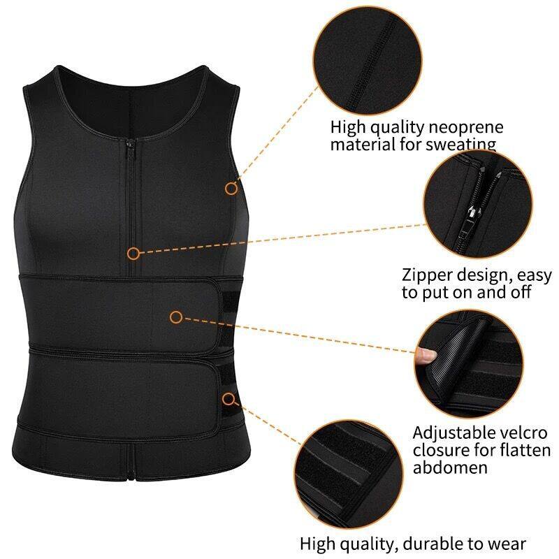 New Men Body Shaper Waist Trainer Sauna Vest Double Belt Abdomen ...