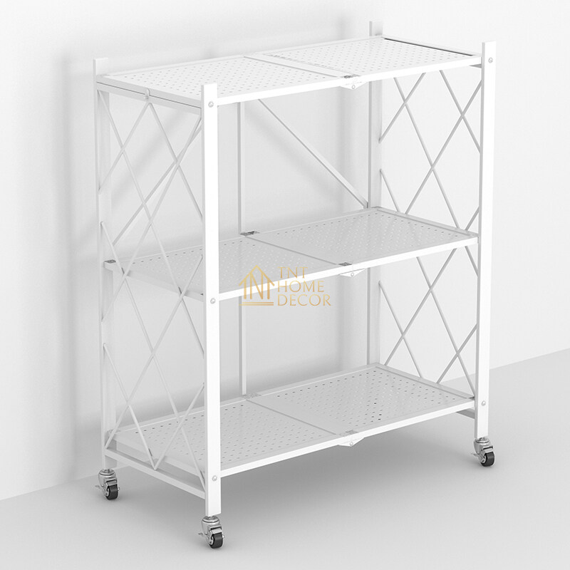 3/4/5 Tiers Simple Foldable Design Kitchen Rack with Rollers/ Rak Lipat ...