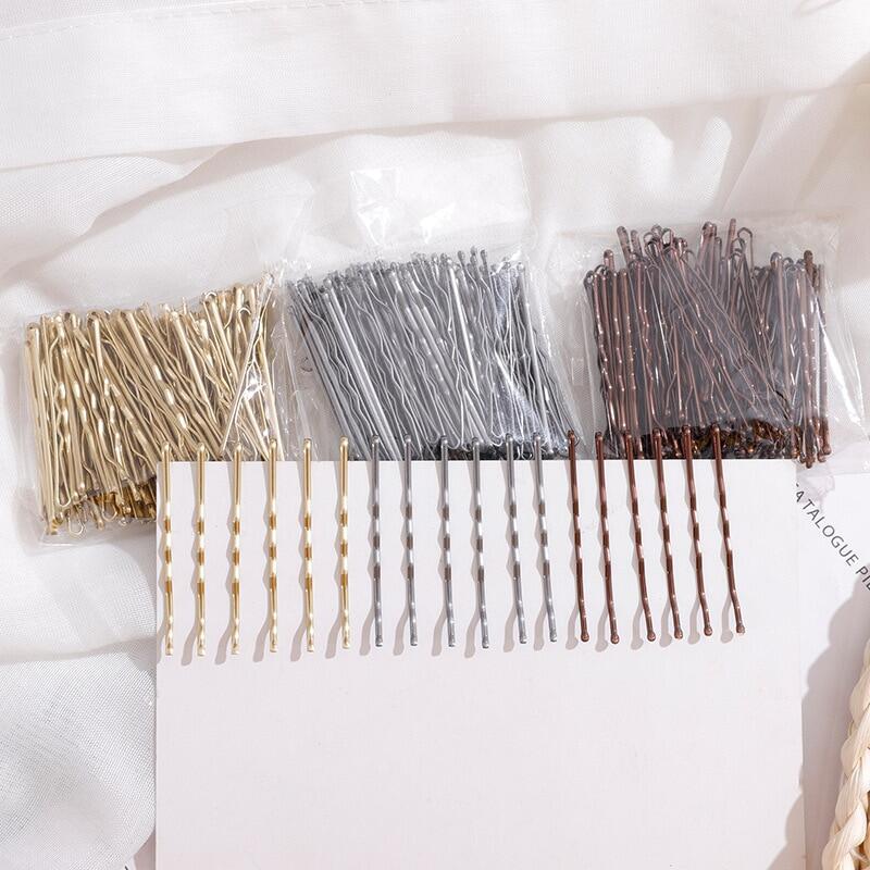 100 Pcs/Set 5cm Black Gold Hairpins for Women Lady Bobby Pins Invisible ...