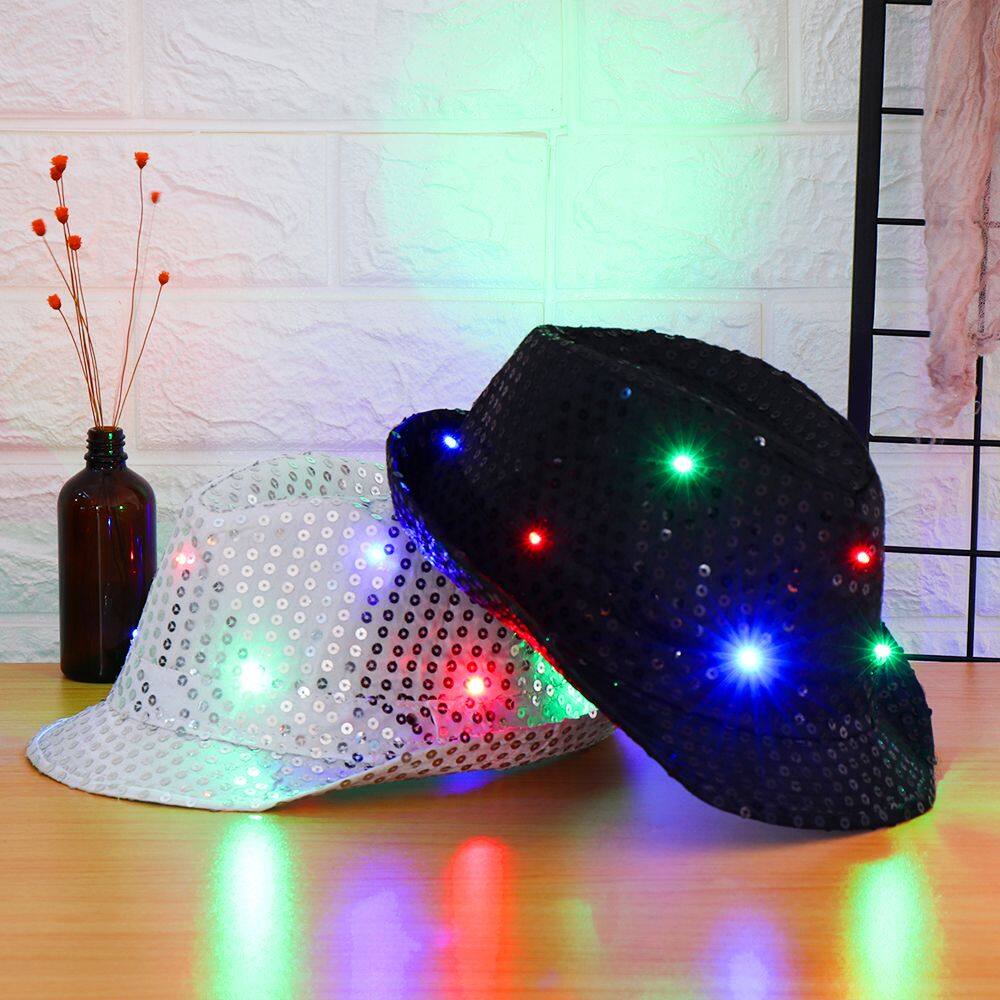 MGRHJO แฟชั่นใหม่ชุดงานเต้นรำการแสดงบนเวที Light Up ปานามาหมวก Led ...
