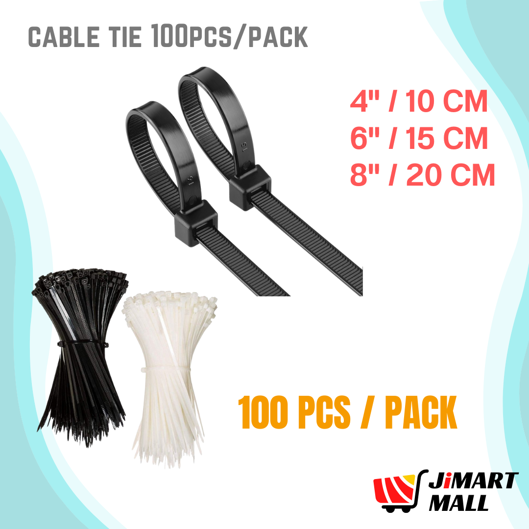 CABLE TIE 100PCS/PACK Nylon Wire Heavy Duty Pengikat Kabel Black White ...