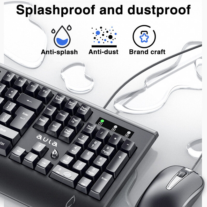 AULA AC106 Keyboard and Mouse Set 104 Key Gaming Keyboard USB Plug and ...
