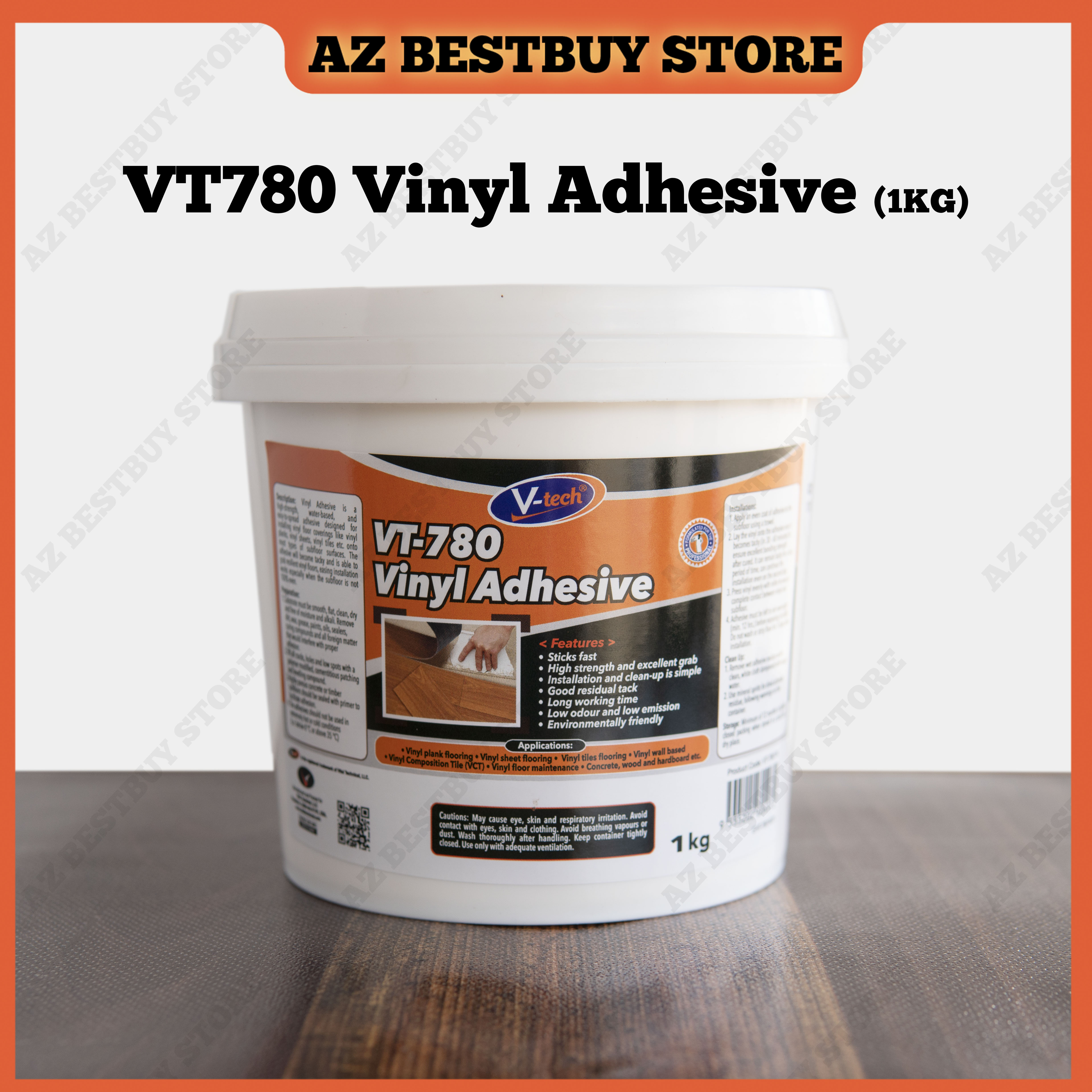 1KG V-Tech VT-780 Vinyl Adhesive Gam Lantai Vinyl Flooring Glue Lantai ...