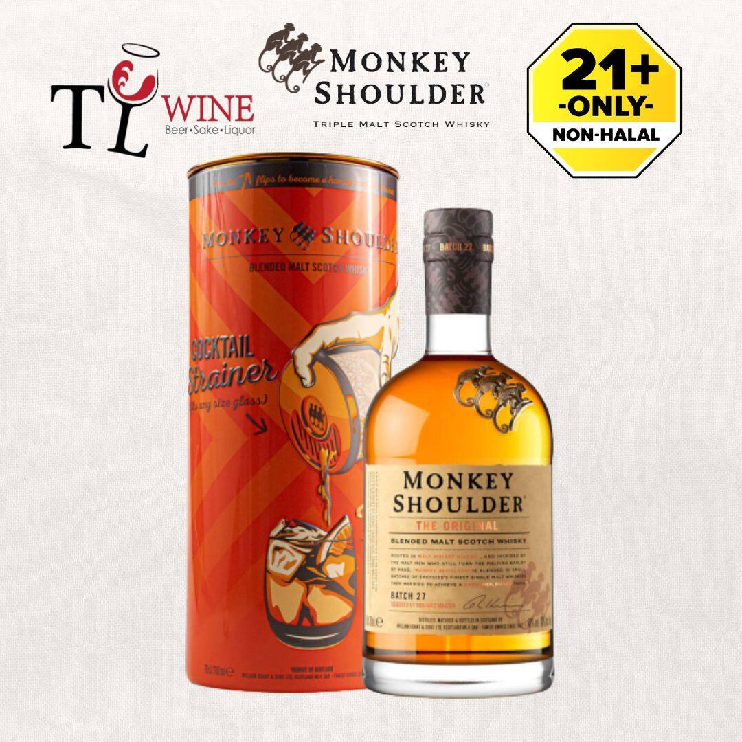 Monkey Shoulder Original Blended Malt Scotch Whisky 700ml with cocktail ...