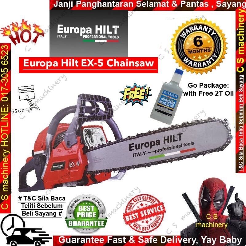 🔥 Europa HILT EX5 EX-5 18''/20'' Professional Gasoline Chainsaw | Lazada