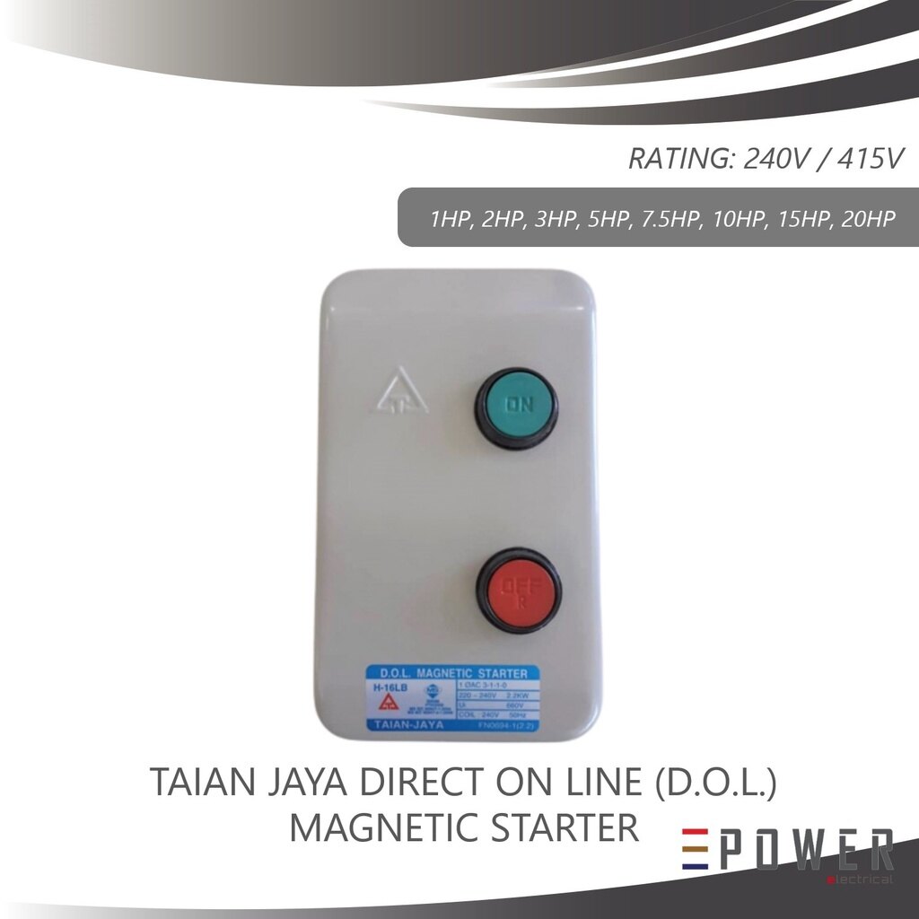 TAIAN-JAYA DOL MAGNETIC STARTER 1HP 2HP 3HP 5HP 7.5HP AC 240V 415V ...
