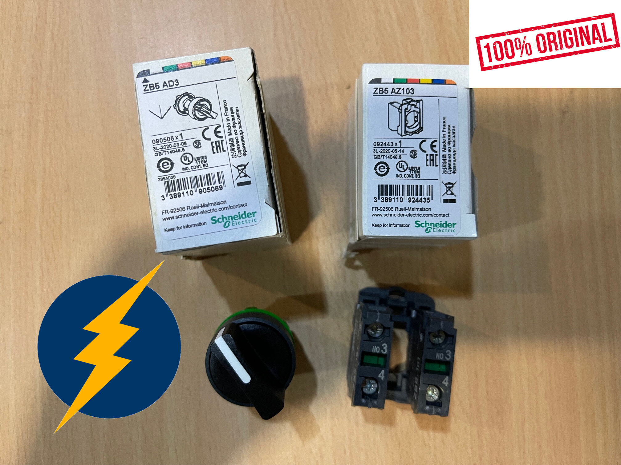 SCHNEIDER XB5AD33 ( ZB5AD3 + ZB5AZ103 ) Harmony XB5, Selector switch ...