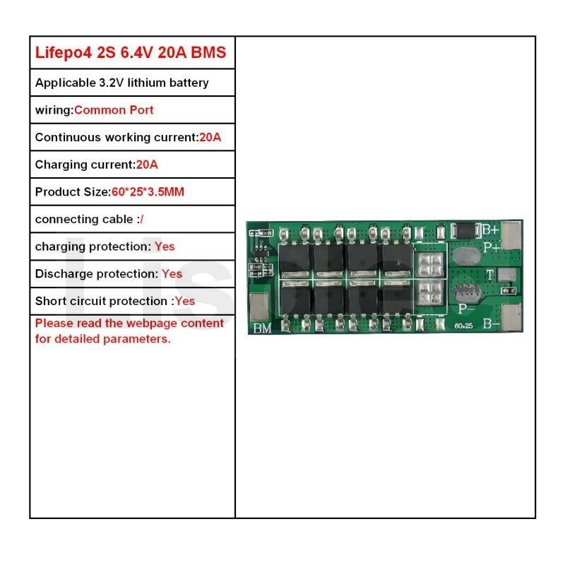 Lifepo4 BMS 2S 6.4V 10A 20A 25A Charge Board Protect Circuit Plates ...