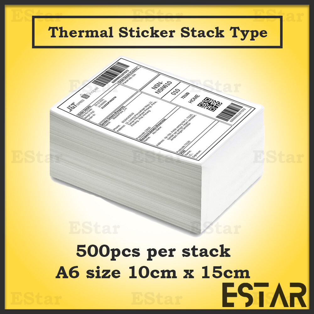 500pcs Thermal Sticker A6 Paper Roll Fold Stack Airway Bill Sticker ...