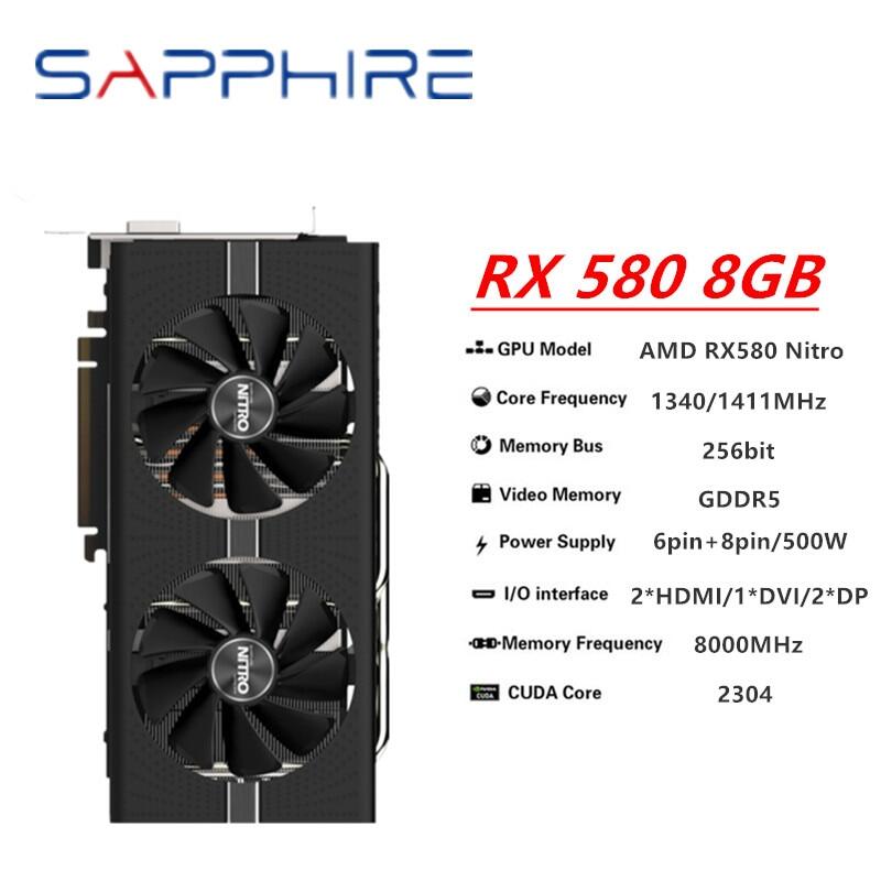 SAPPHIRE RX 590 580 8GB Graphics Cards GPU Radeon RX580 RX590 GME 8GB ...